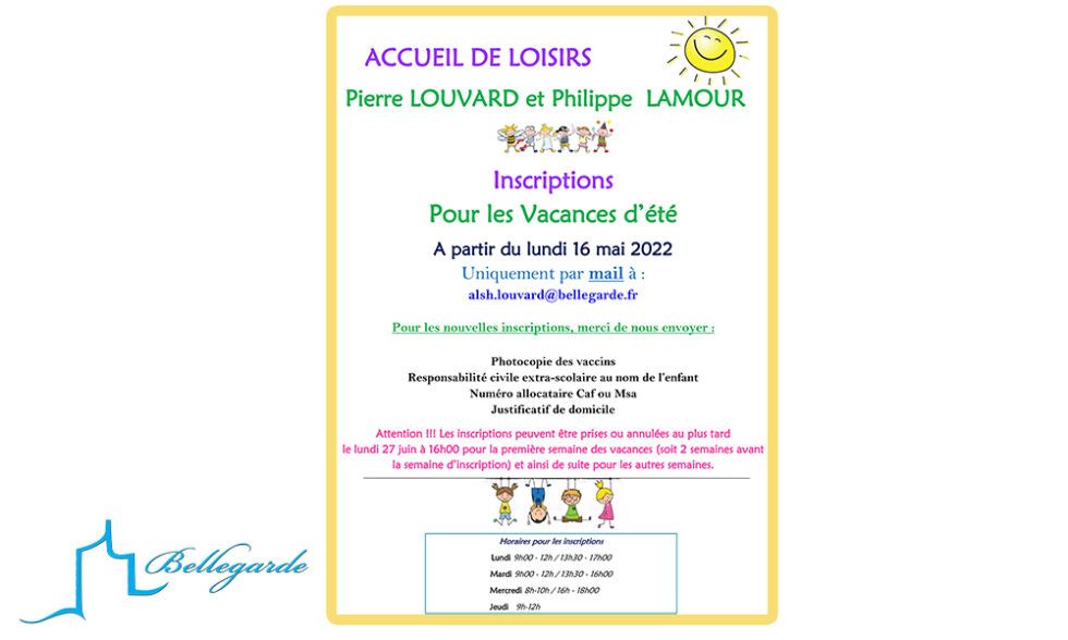 INSCRIPTION ACCUEILS DE LOISIRS VACANCES ÉTÉ | Ville de Bellegarde (Gard) - site officiel